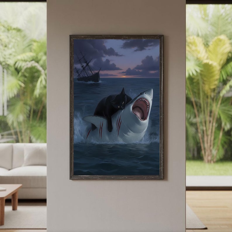 Fat Cat Vs. Shark | Meme Art Re-imagined in Renaissance Painting Style ...