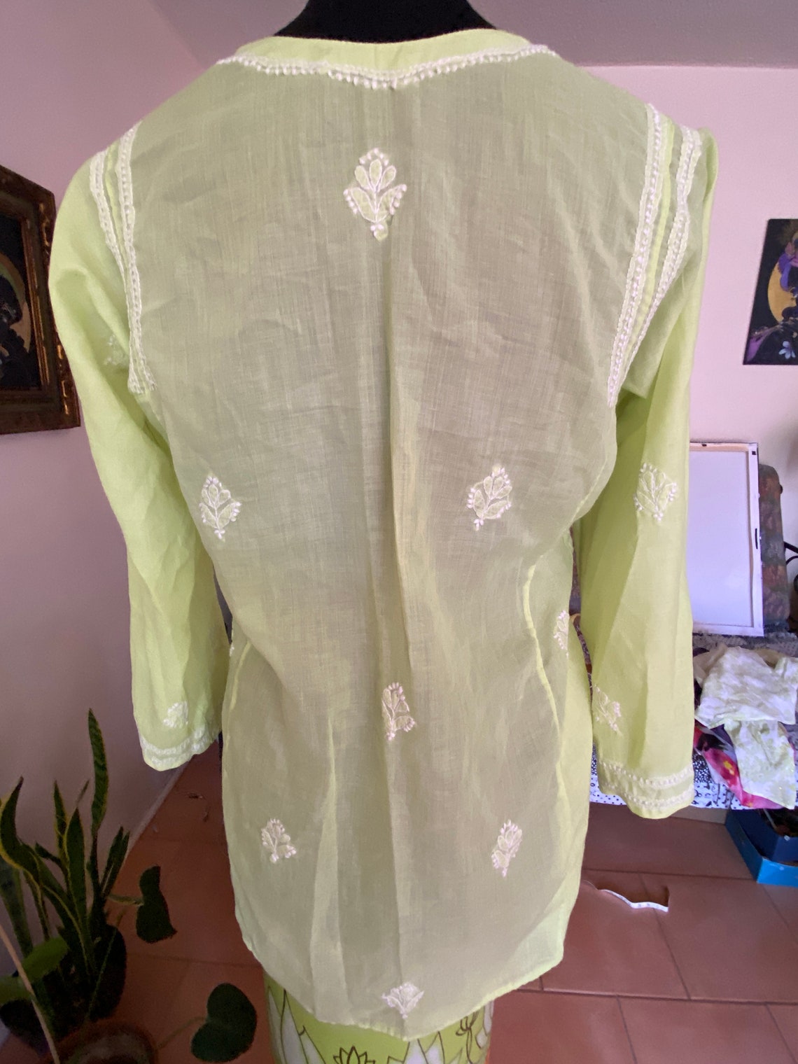 Hand Embroidery Top Shirt Ladies Girls Soft Lime Green - Etsy