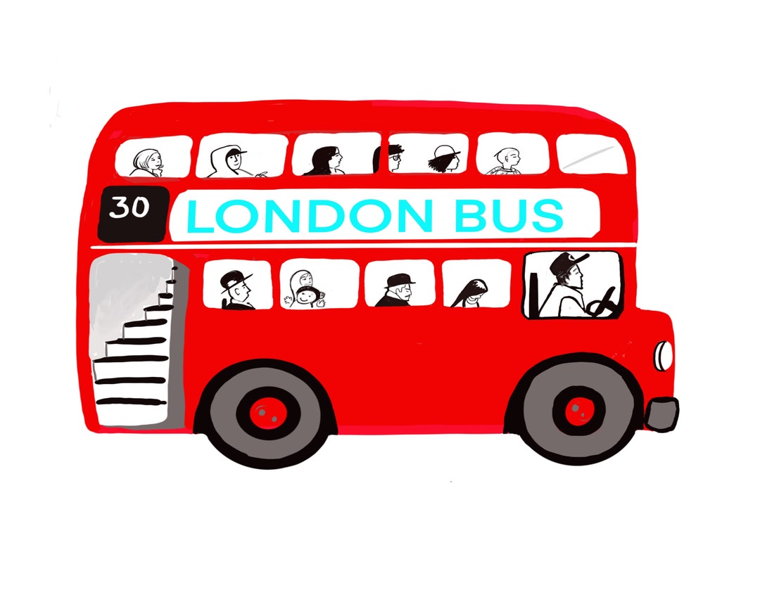 London Bus Art Red Bus Nursery Wall Decor City Travel Red and White ...
