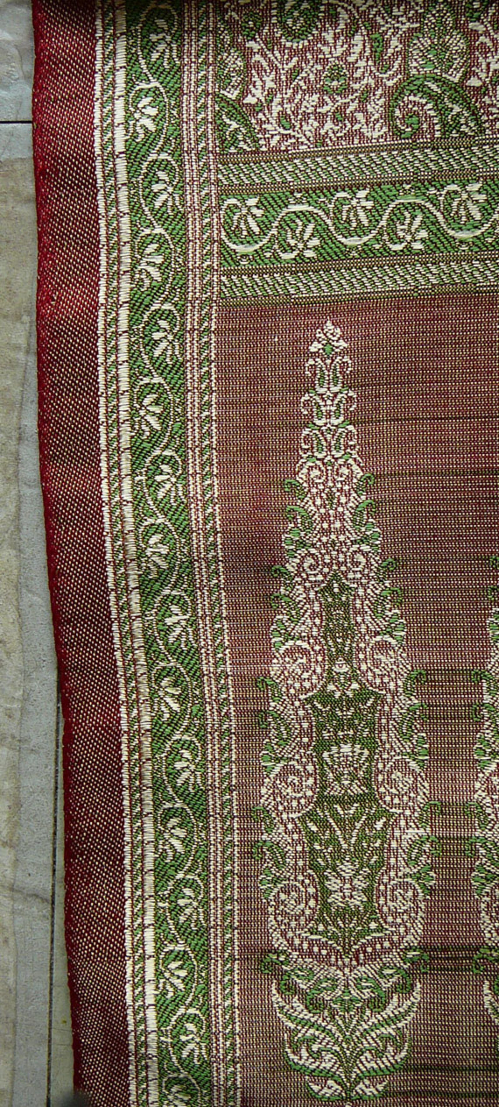 Silk and Gold Exotic Weave Fabric, Paisly Design, Indian, Yardage, Red ...