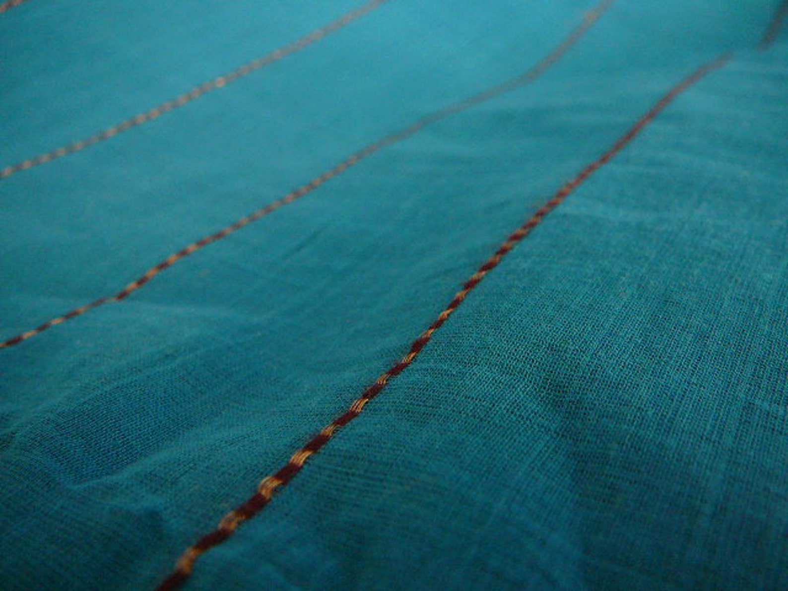 Ciano scuro, verde acqua, turchese scuro sari fine puro cotone vedic ...