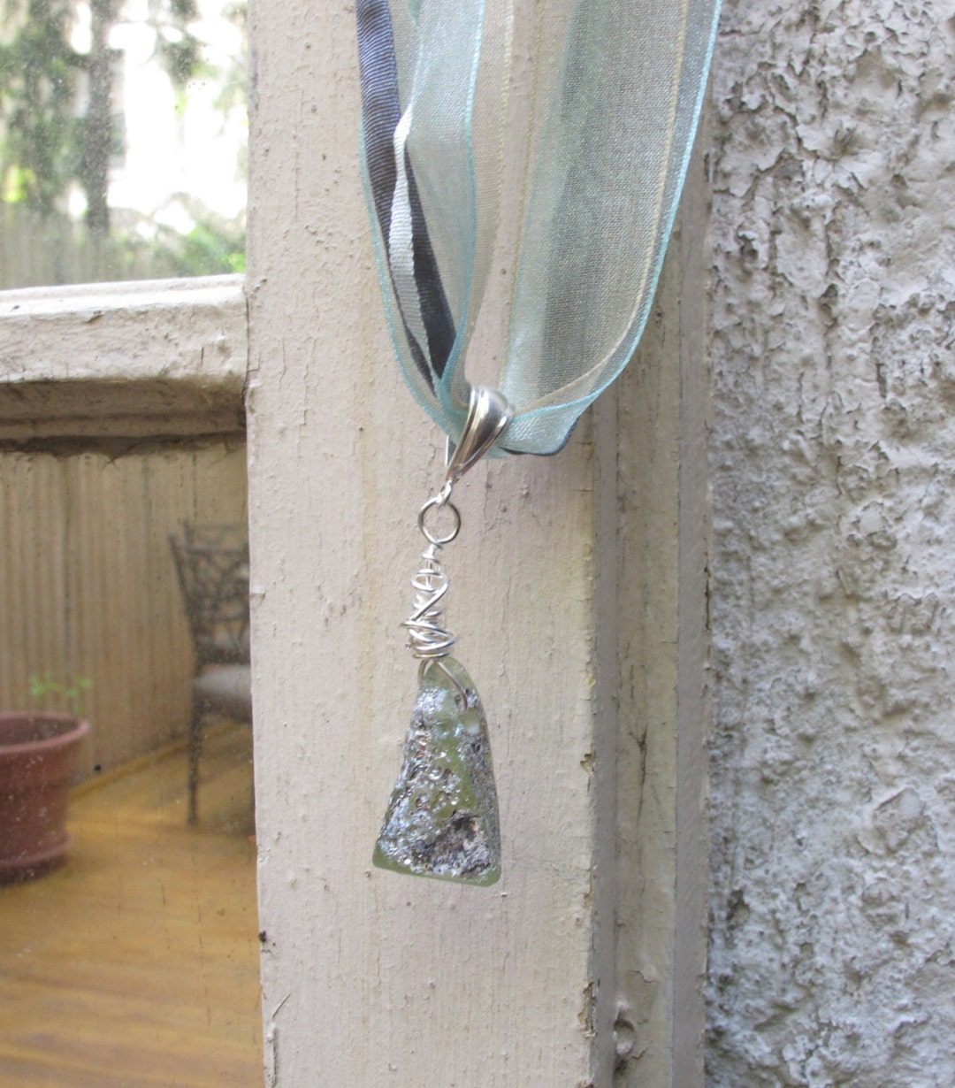 Statement Necklace | Ancient Roman Glass Pendant on Ribbon Necklace ...