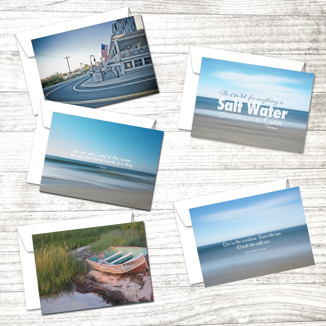 Beach Photography Note Card Set: Summer Ocean Quotes, Blank Inside - Etsy