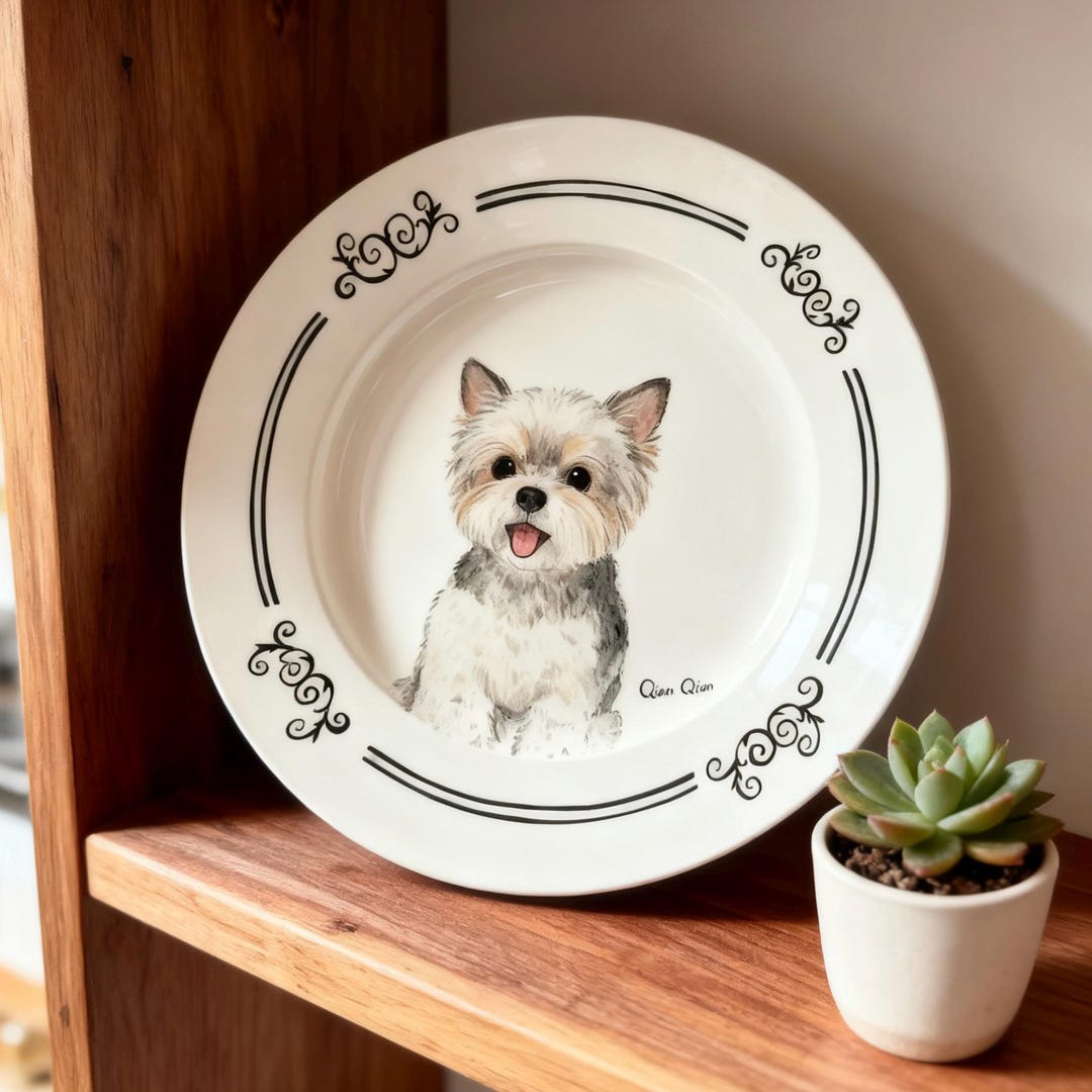 Personalized Pet Memorial Plate | Custom Pet Portrait Ceramic Plate ...