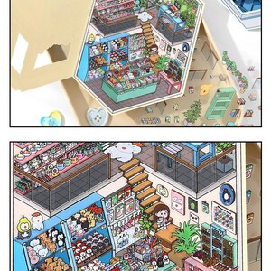Cozy Little Shops 3D Scene Stickers, 3D Isometric Sticker Scenes, DIY ...
