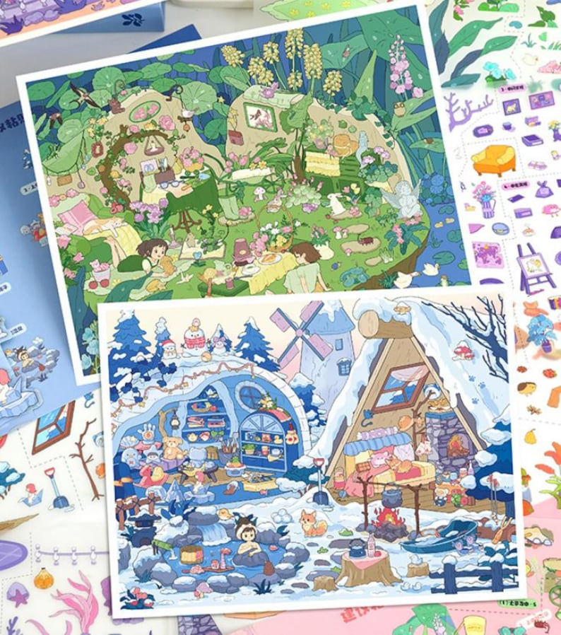 Cozy Girl Seasonal Dream Stickers, Craft Scene Stickers (4 Pieces) - Etsy