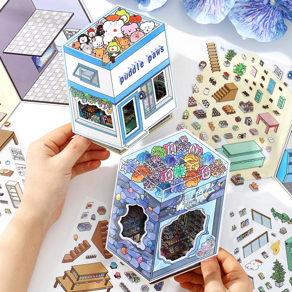 Cozy Little Shops 3D Scene Stickers, 3D Isometric Sticker Scenes, DIY ...