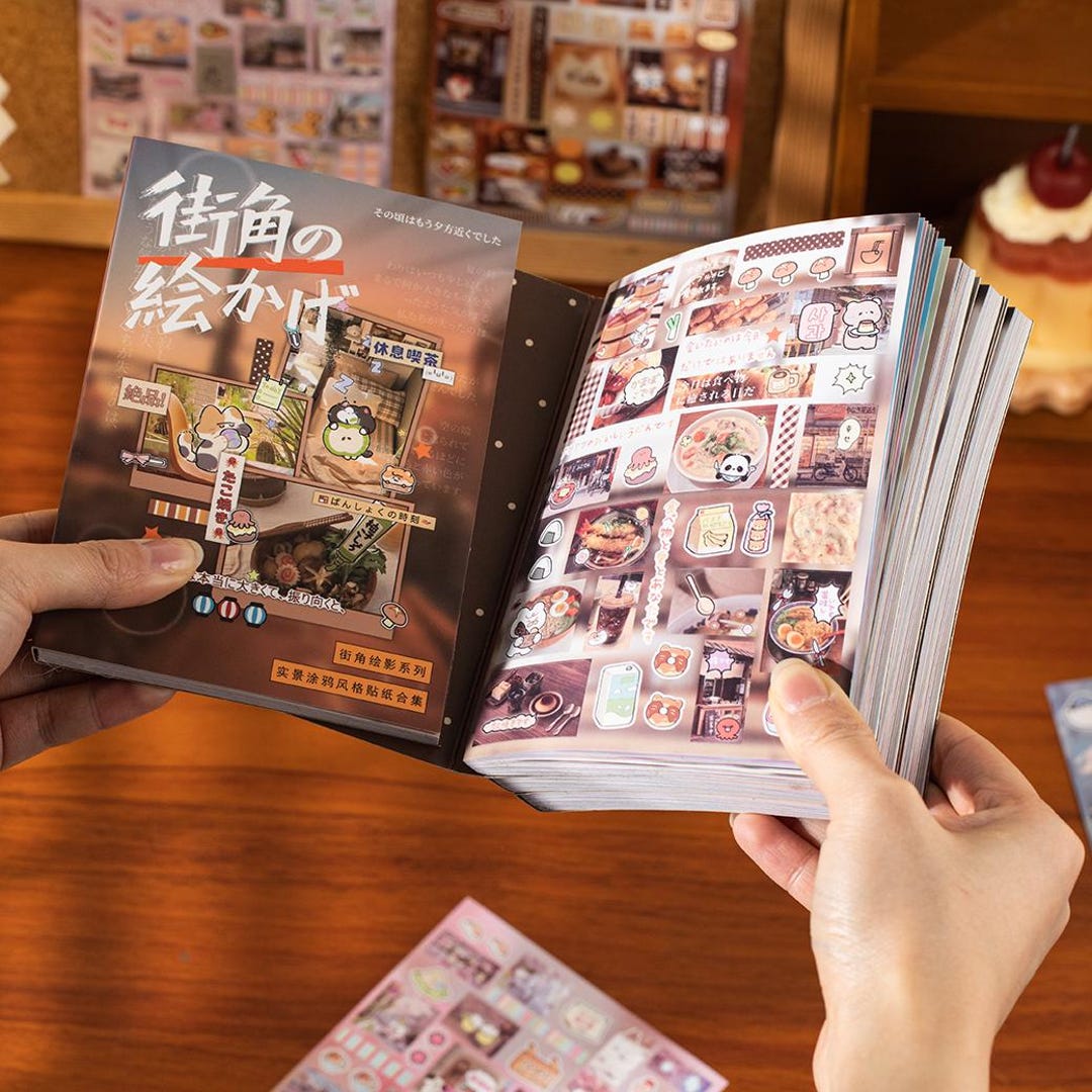 Japanese Sticker Book,retro Real-life Doodles, Scrapbook Stickers (900 ...