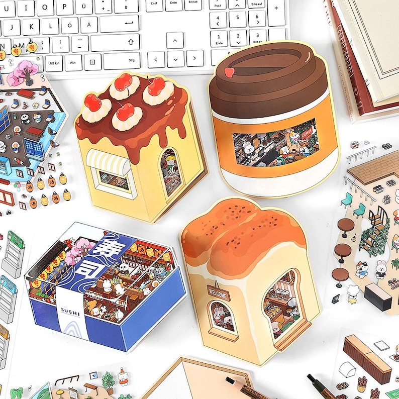 3D Miniature Theme Scene Stickers, DIY Craft Stickers (4 Pieces) - Etsy