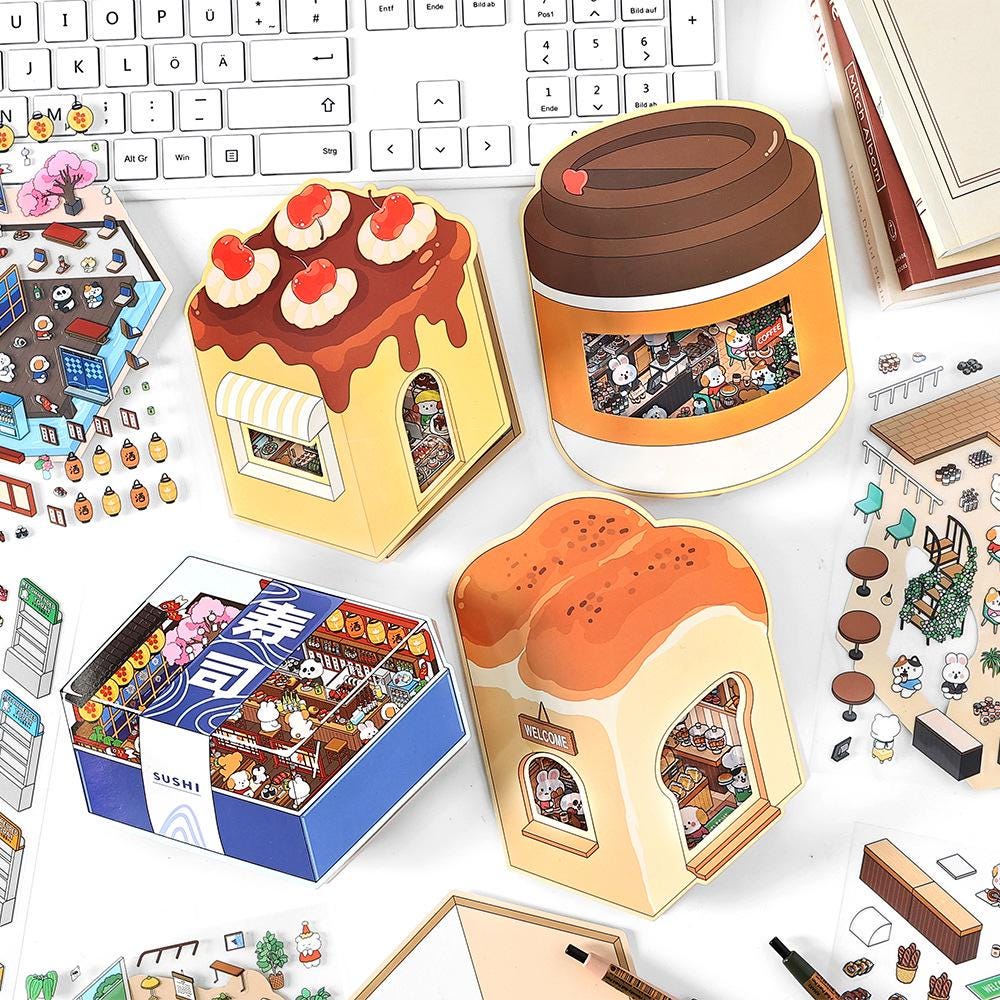 3D Miniature Theme Scene Stickers, DIY Craft Stickers (4 Pieces) - Etsy