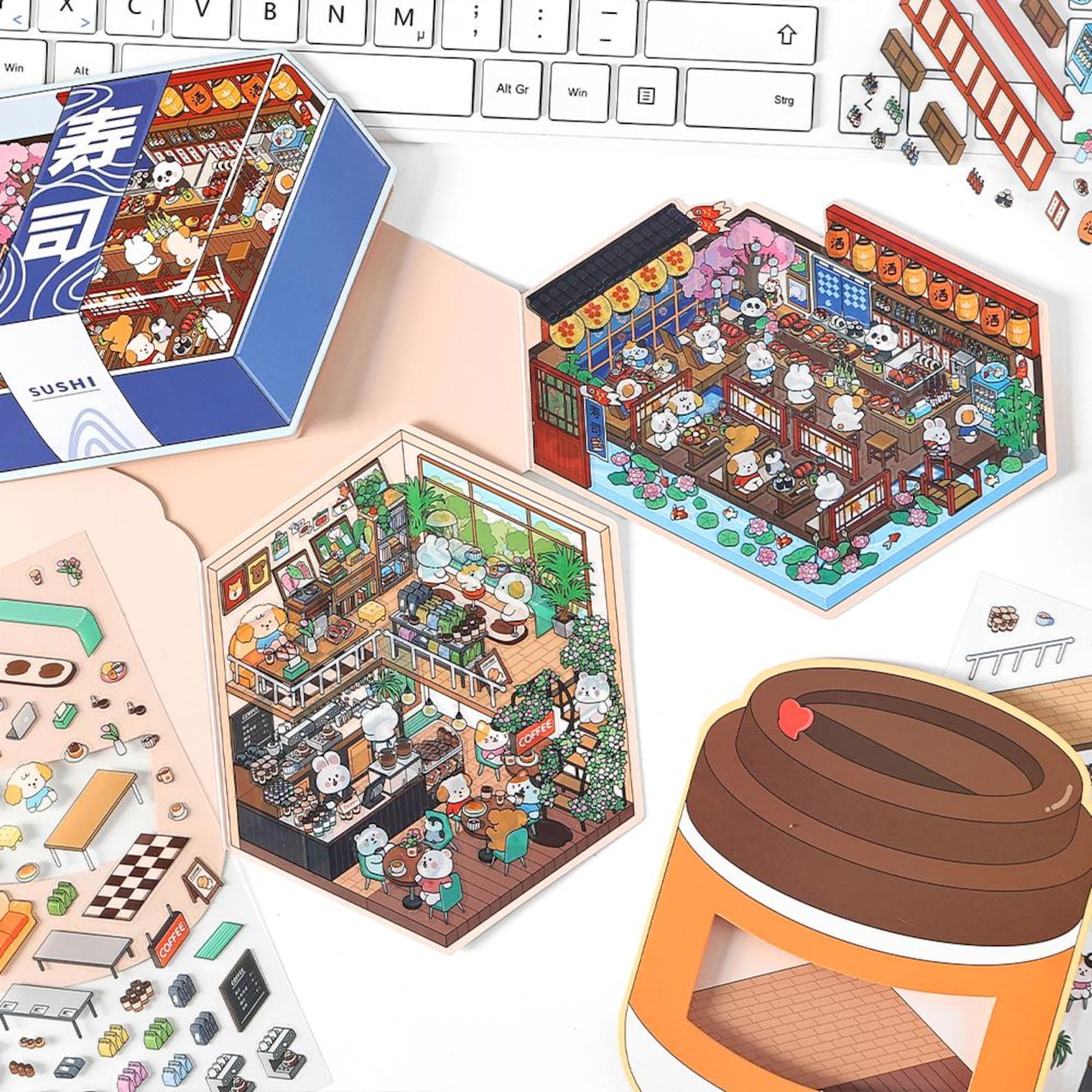 3D Miniature Theme Scene Stickers, DIY Craft Stickers (4 Pieces) - Etsy