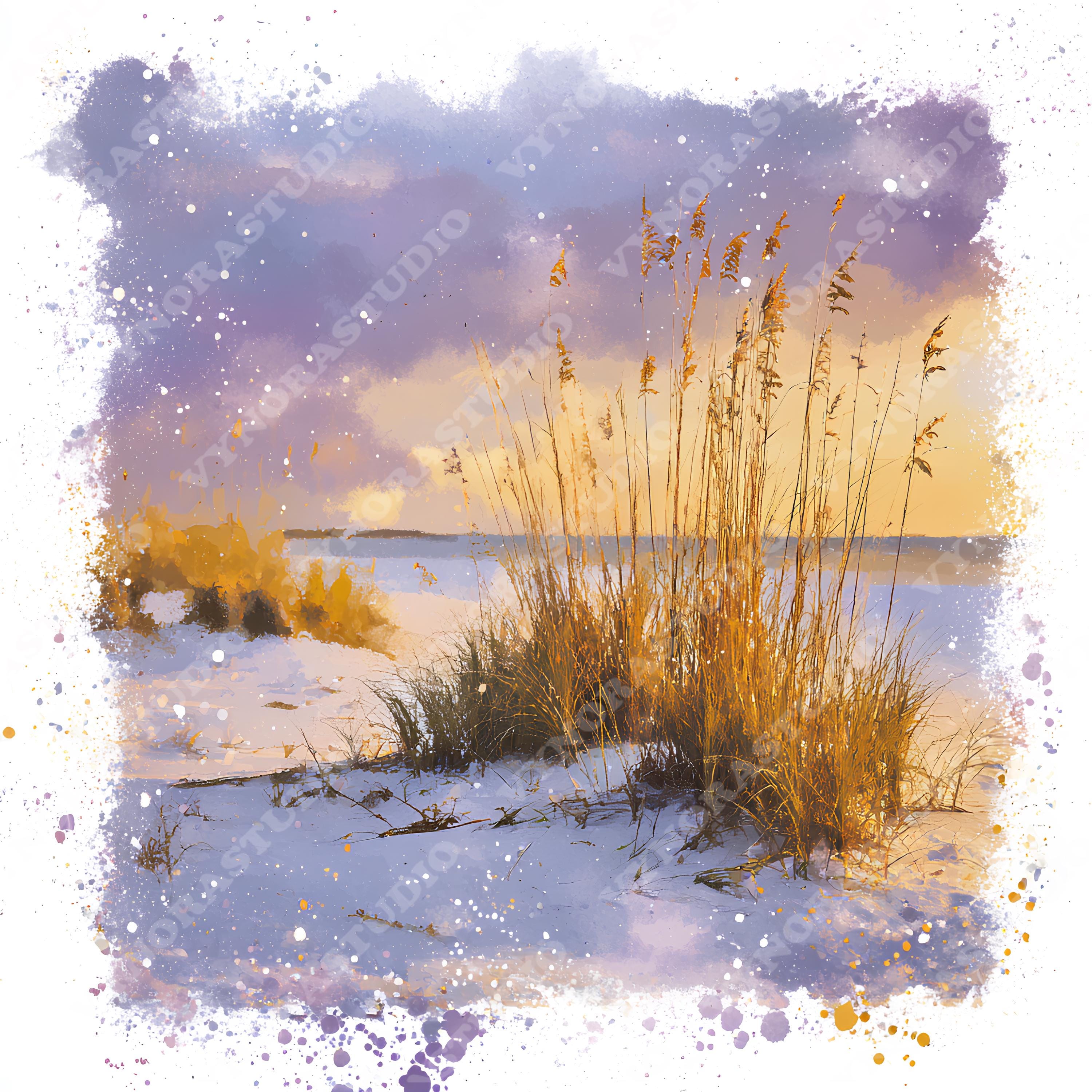20 Gulf Shores Beach Grass Landscape Clip Art, Coastal Sunset Digital ...