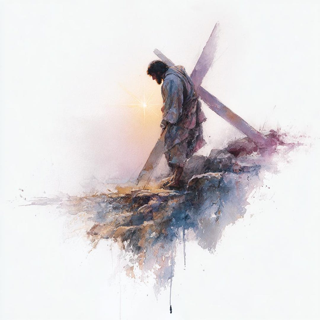 25 Jesus Carrying the Cross Watercolor Clip Art Set, Christian Faith ...