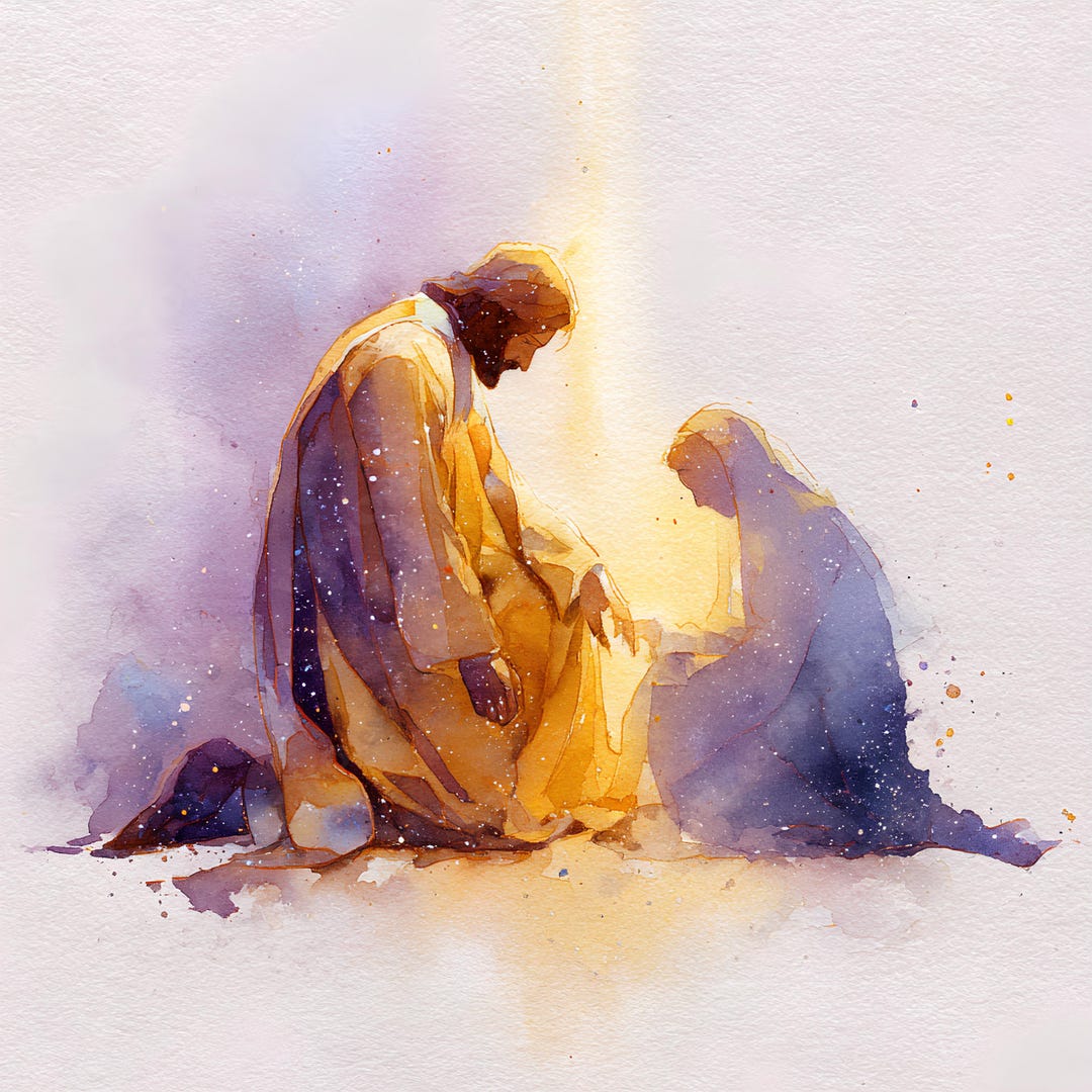 Jesus Healing the Sick Under the Guiding Star, Digital Watercolor ...