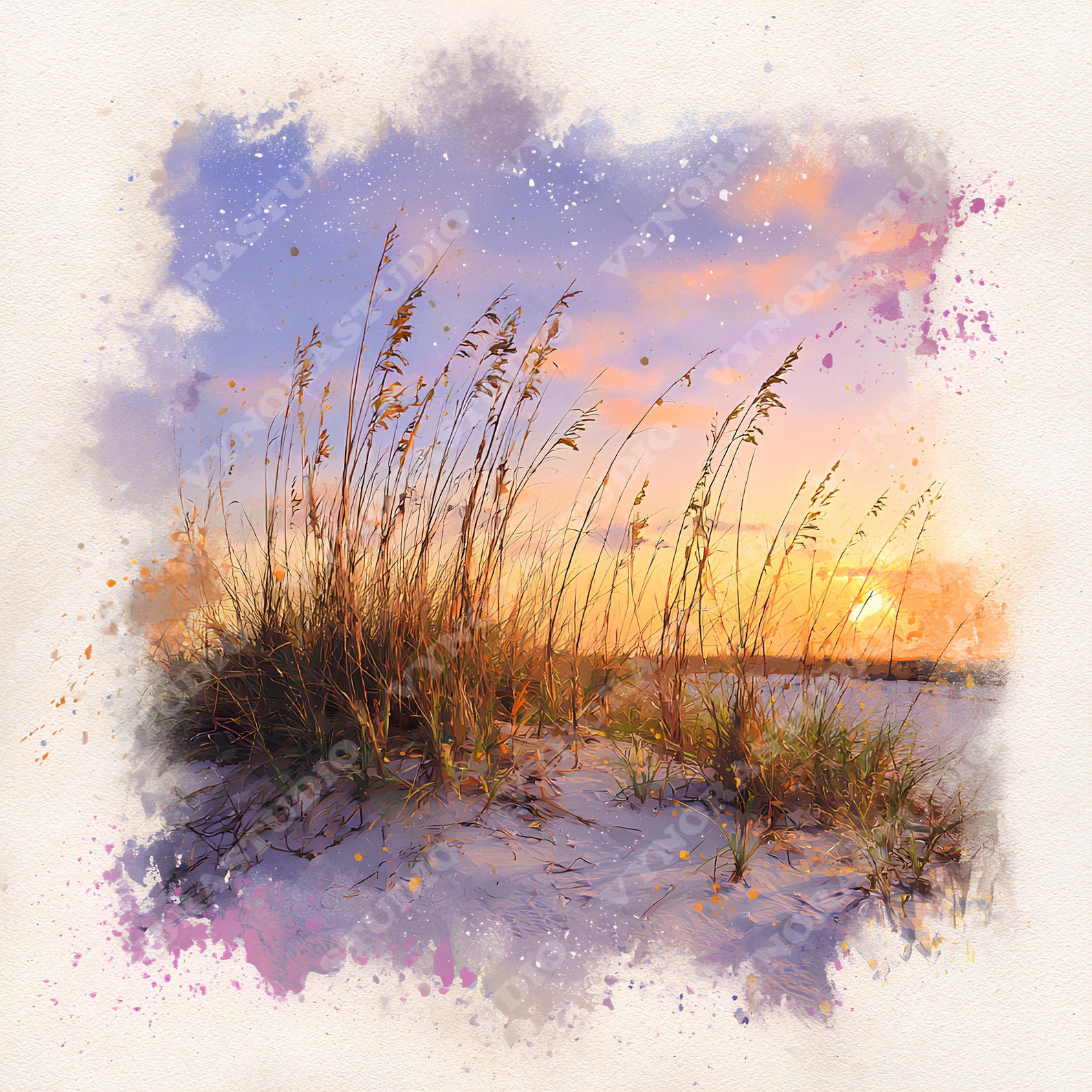 20 Gulf Shores Beach Grass Landscape Clip Art, Coastal Sunset Digital ...