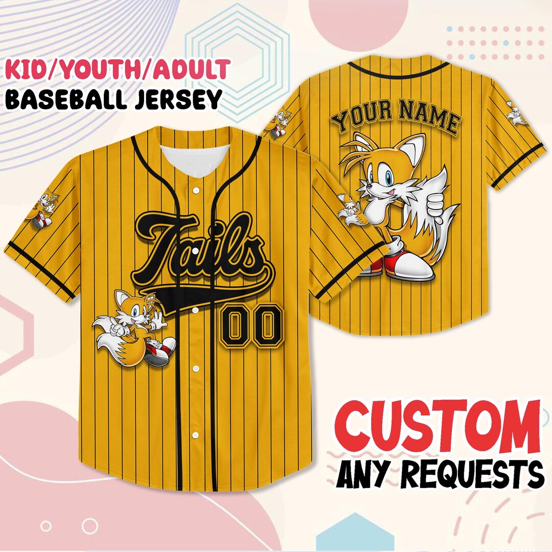 Custom Tails Baseball Jersey, Personalized Sonic Gamer Shirt - Etsy