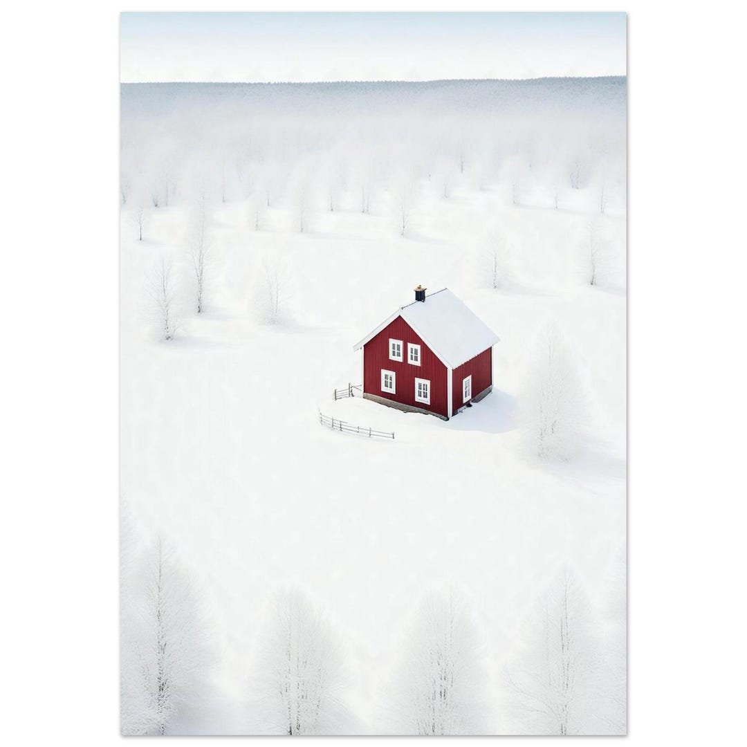Swedish Red House Winter Landscape Print: Nordic Home Decor - Etsy Canada