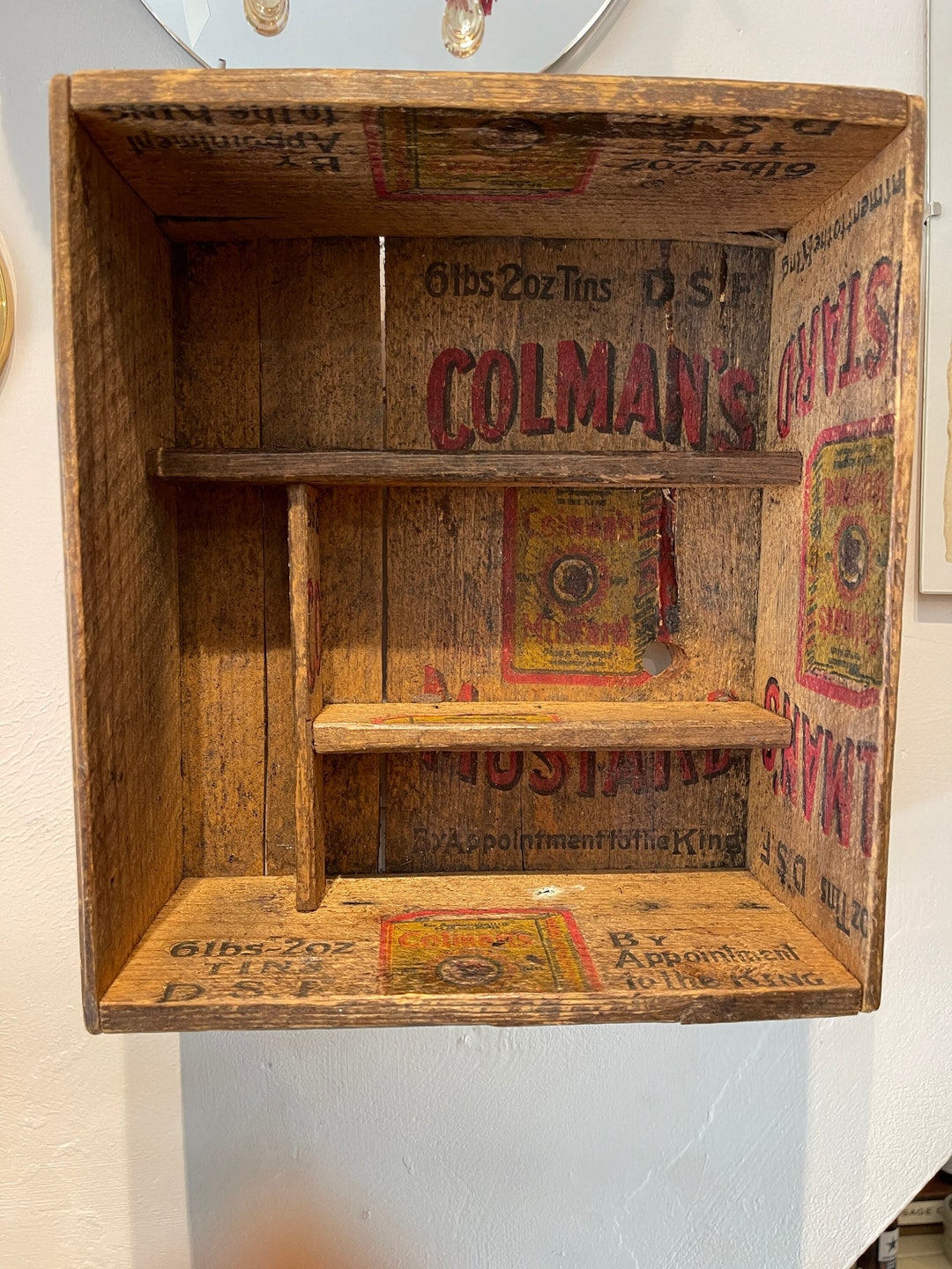 Vintage Coleman's Mustard Box, Shelves Made From Crates - Etsy