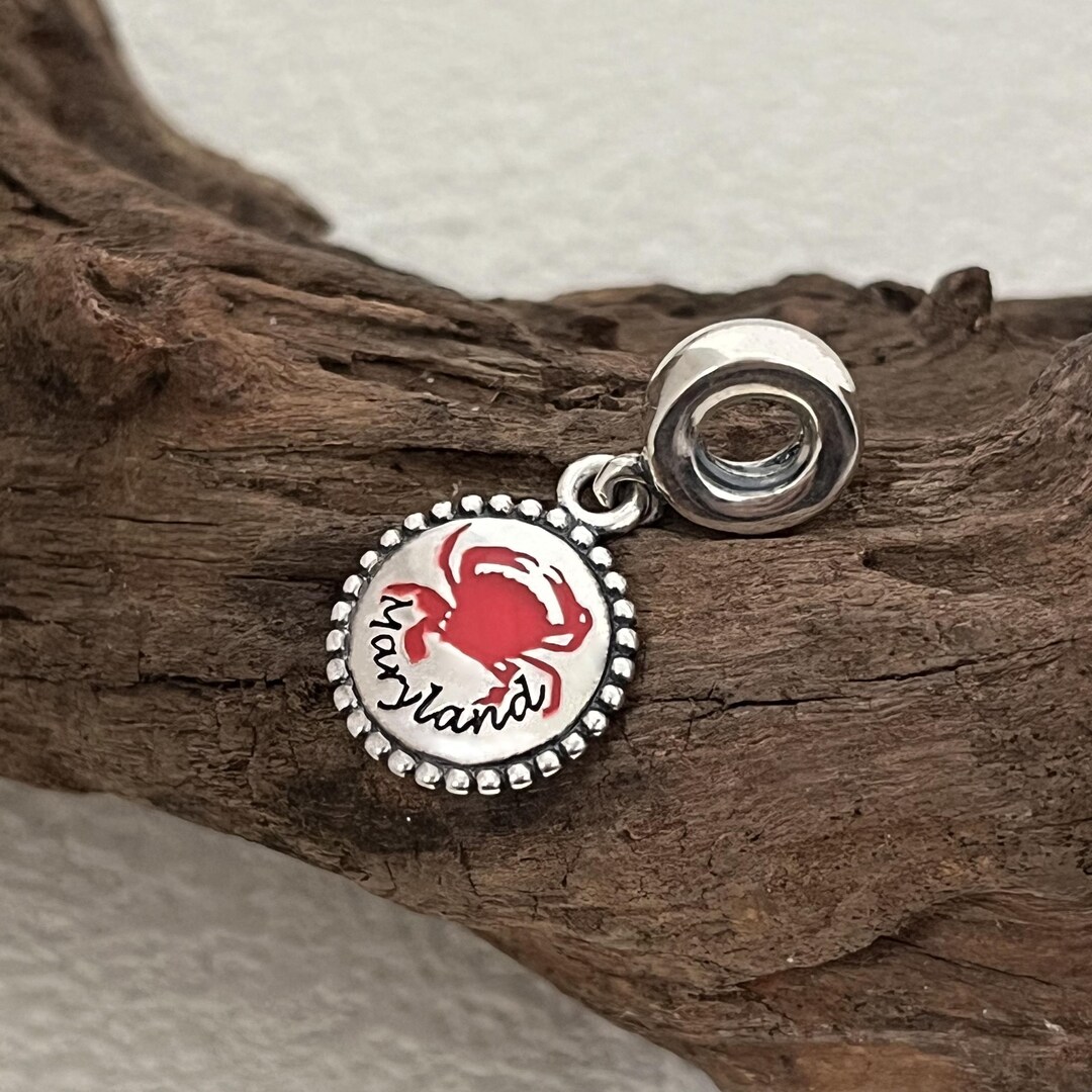 Maryland Crab Exclusive Dangle Charm, Sterling 925 Silver Enamel Travel ...