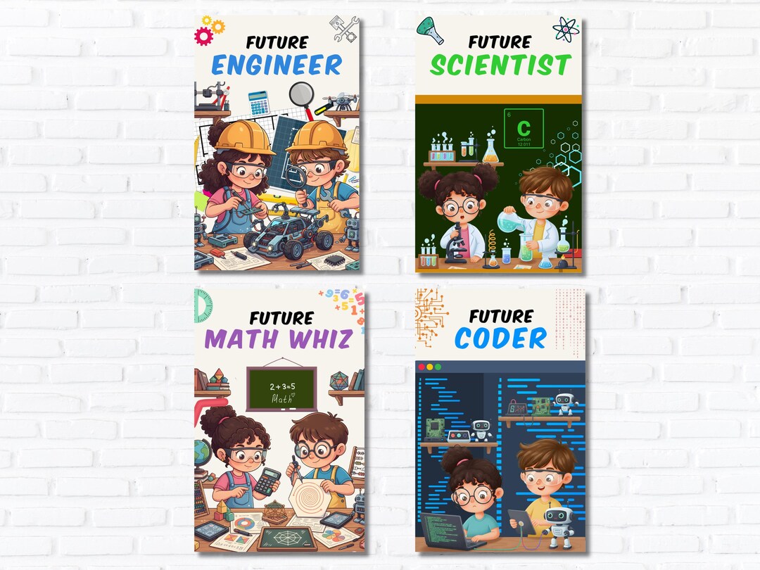 STEM Careers Classroom Poster Set | Educational Kid Wall Art (digital ...