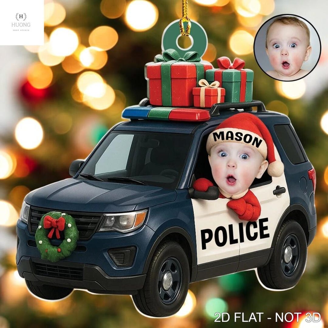 Custom Police Car Photo Ornament – Personalized Kid Christmas Gift ...
