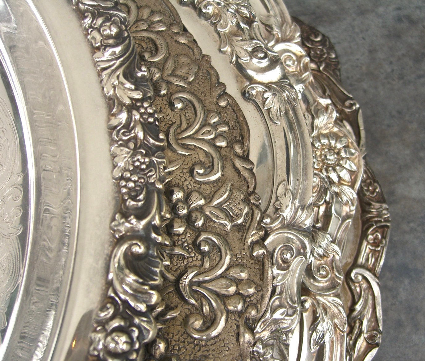Ornate Silverplate Tray: Rustic Boho Wedding Cake Platter, Made in ...