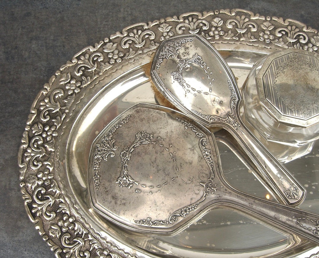 Ornate Silverplate Tray: Rustic Boho Wedding Cake Platter, Made in ...