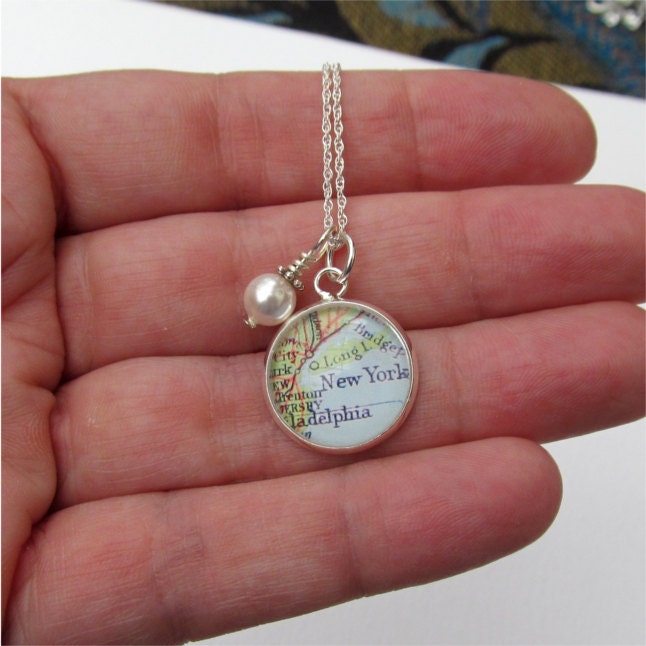 Custom Map Necklace Map Pendant Your Location Choice Map | Etsy