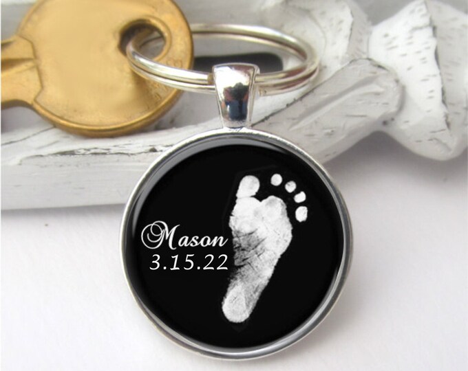 Footprint Keychain, Your Child's Actual Footprint, New Dad Gift - Etsy