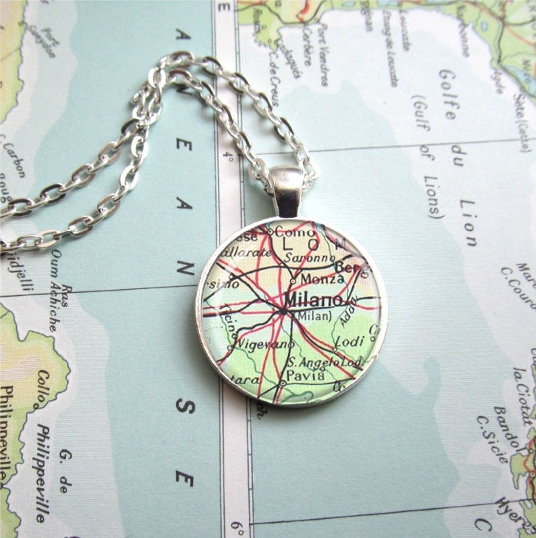 Vintage Map Pendant, Customized Map Necklace, Map Jewelry - Etsy