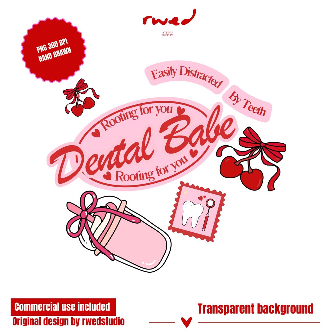 Dental Girly PNG Cute Dentist Aesthetic Clipart Tooth Care Illustration ...