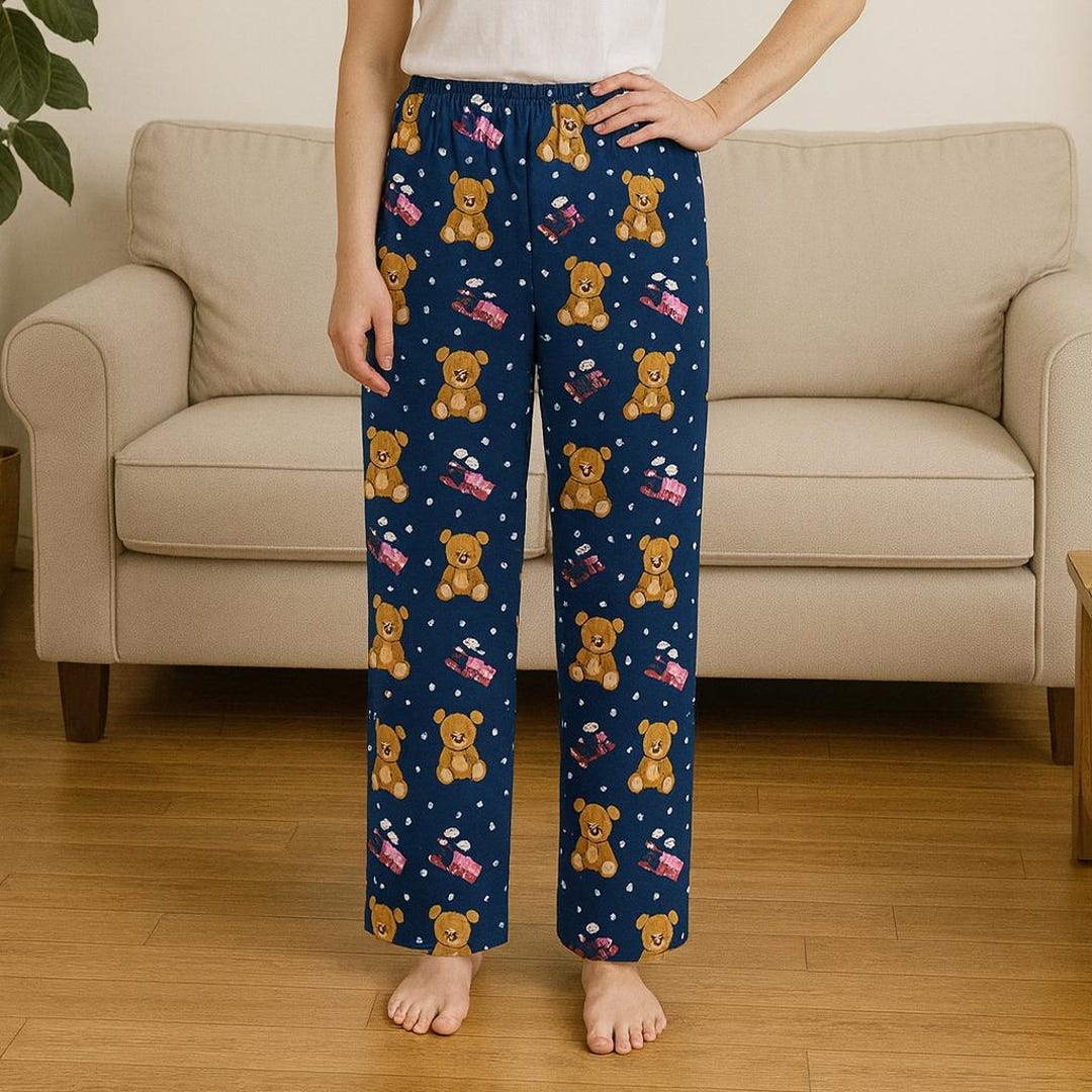 Rumi Choo Choo Pajama Pants | Navy Blue Teddy Bear Lounge Pants | Kpop ...