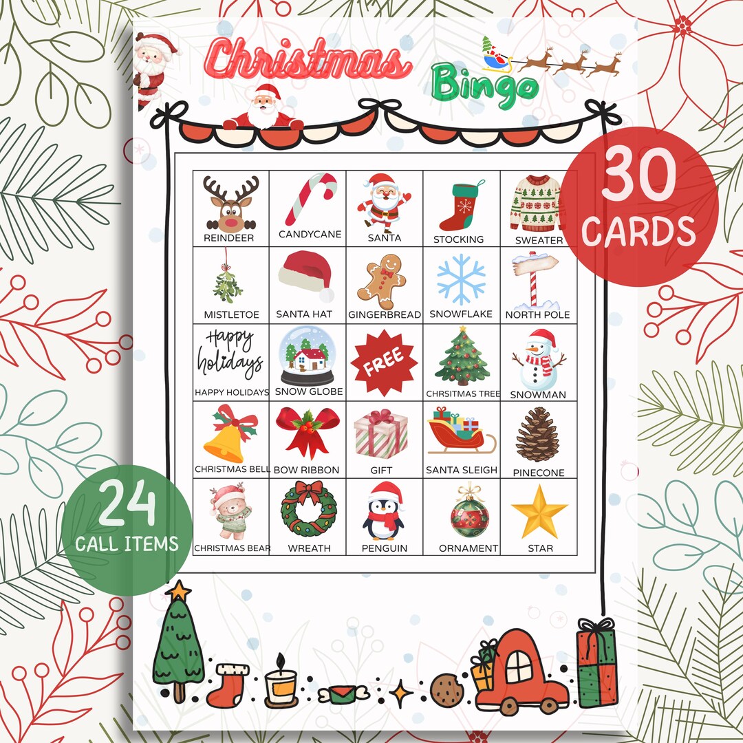 Christmas Bingo | 30 Christmas Bingo Cards | Holiday Party Game ...