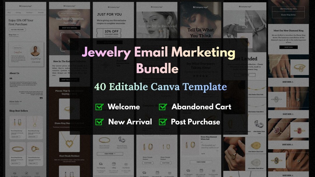 Email Marketing Templates Bundle for Jewelry | Welcome, New Arrival ...