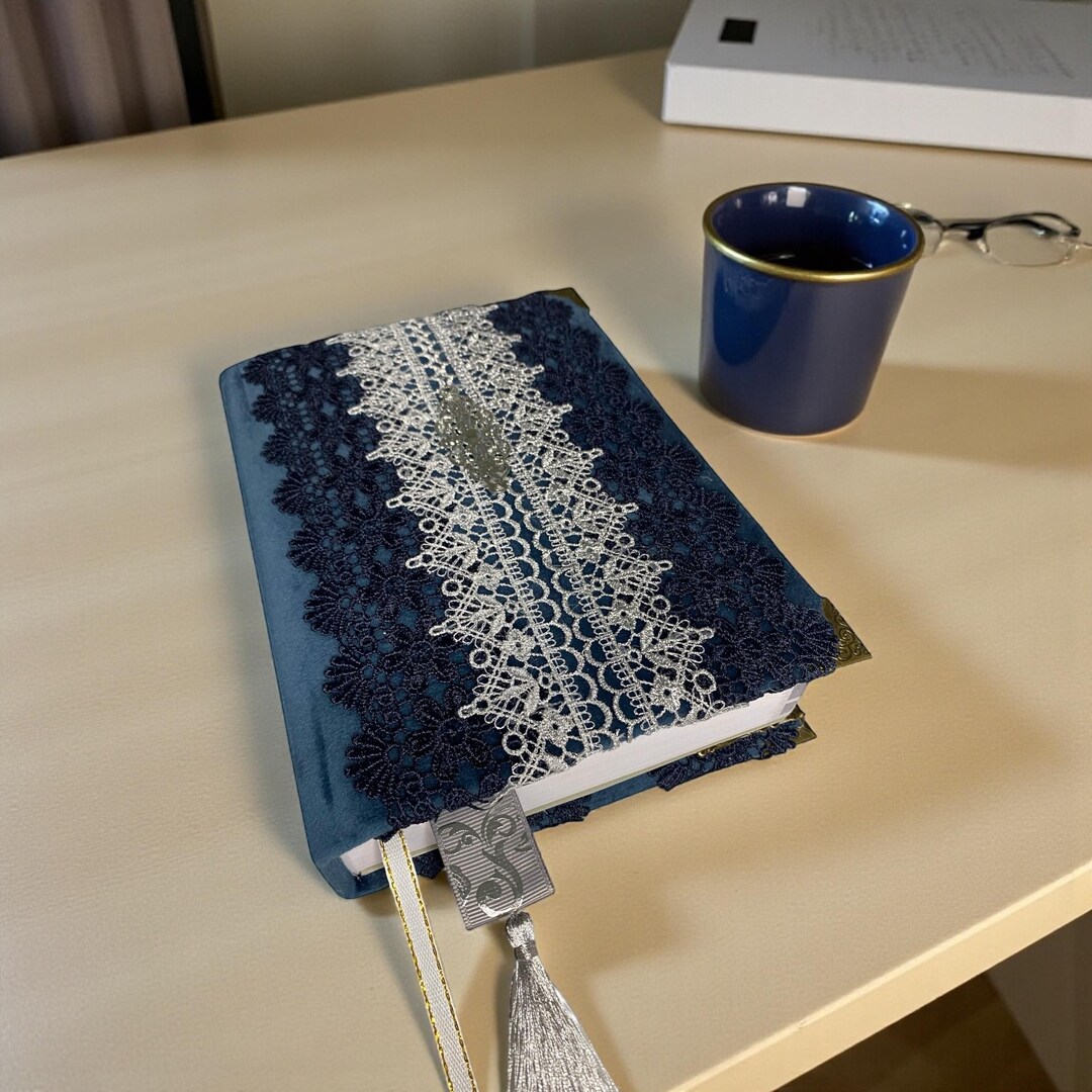 Velvet Planner 2026 A5 | Blue Lace & Silver Details | Elegant Handmade ...