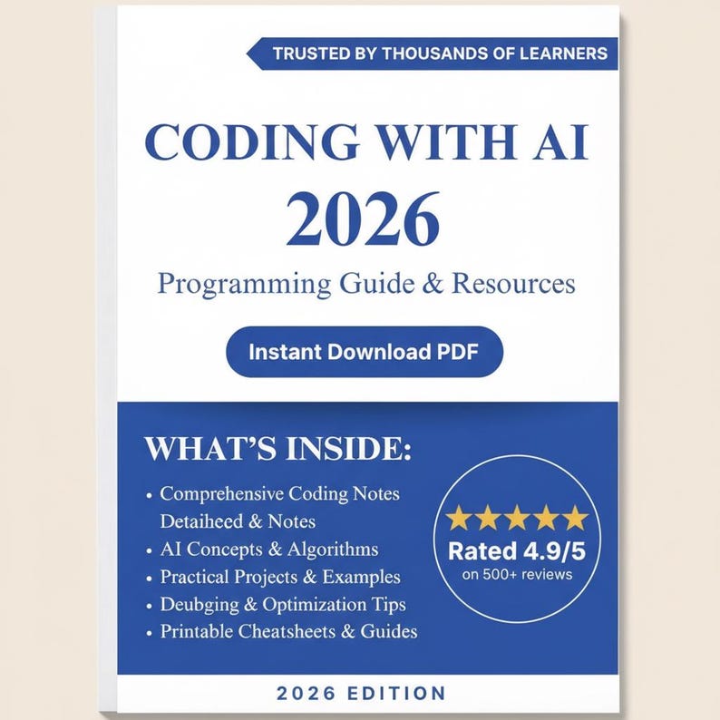 Coding With AI, Programming Guide, Artificial Intelligence PDF, Learn Coding, Printable PDF ...