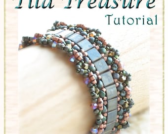 Beading Tutorial, Integrating Nets Bracelet. Instant Download PDF File. Pattern With Tila and ...