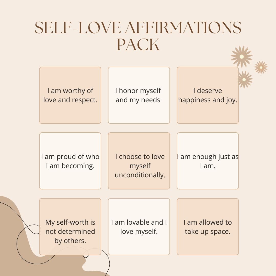Self-love & Self-esteem Affirmation Pack | 117+ Daily Affirmations ...