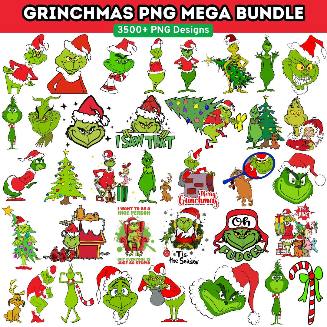 Mega Bundle Grinch Christmas SVG PNG | Christmas Bundle Clipart | Retro ...