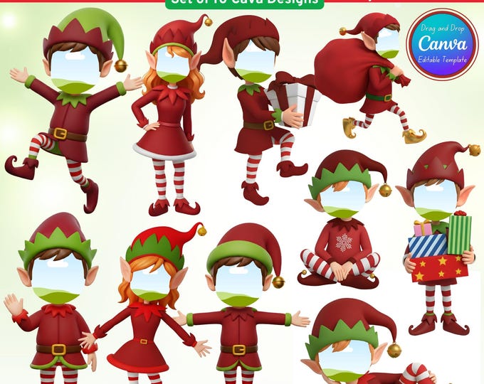 Elf Photo Templates, Add Your Face, 120+ Designs, Christmas PNG PSD PDF ...