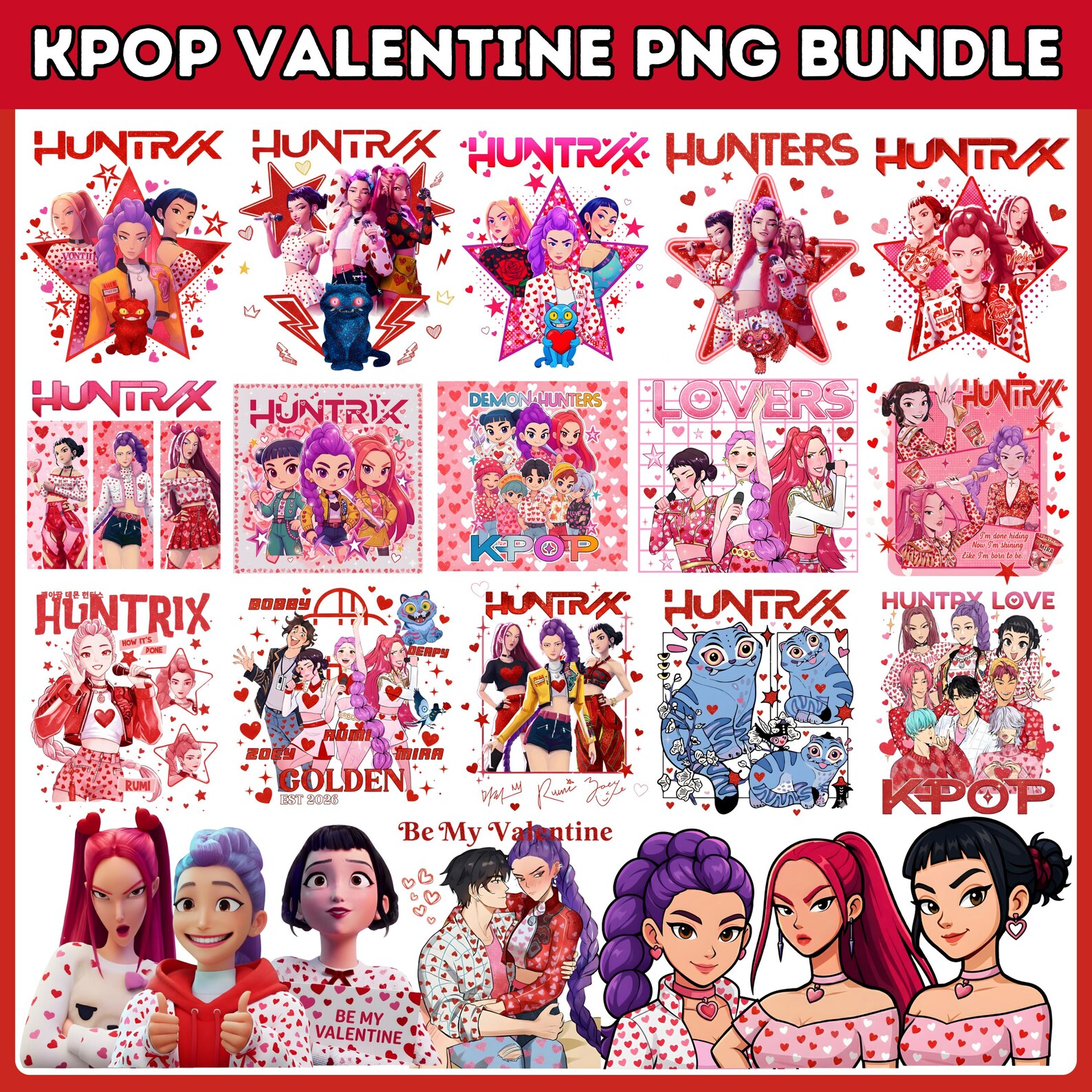 Valentine Kpop Huntrix PNG | Kpop Demon Hunter PNG | Cute Derpy Tiger ...