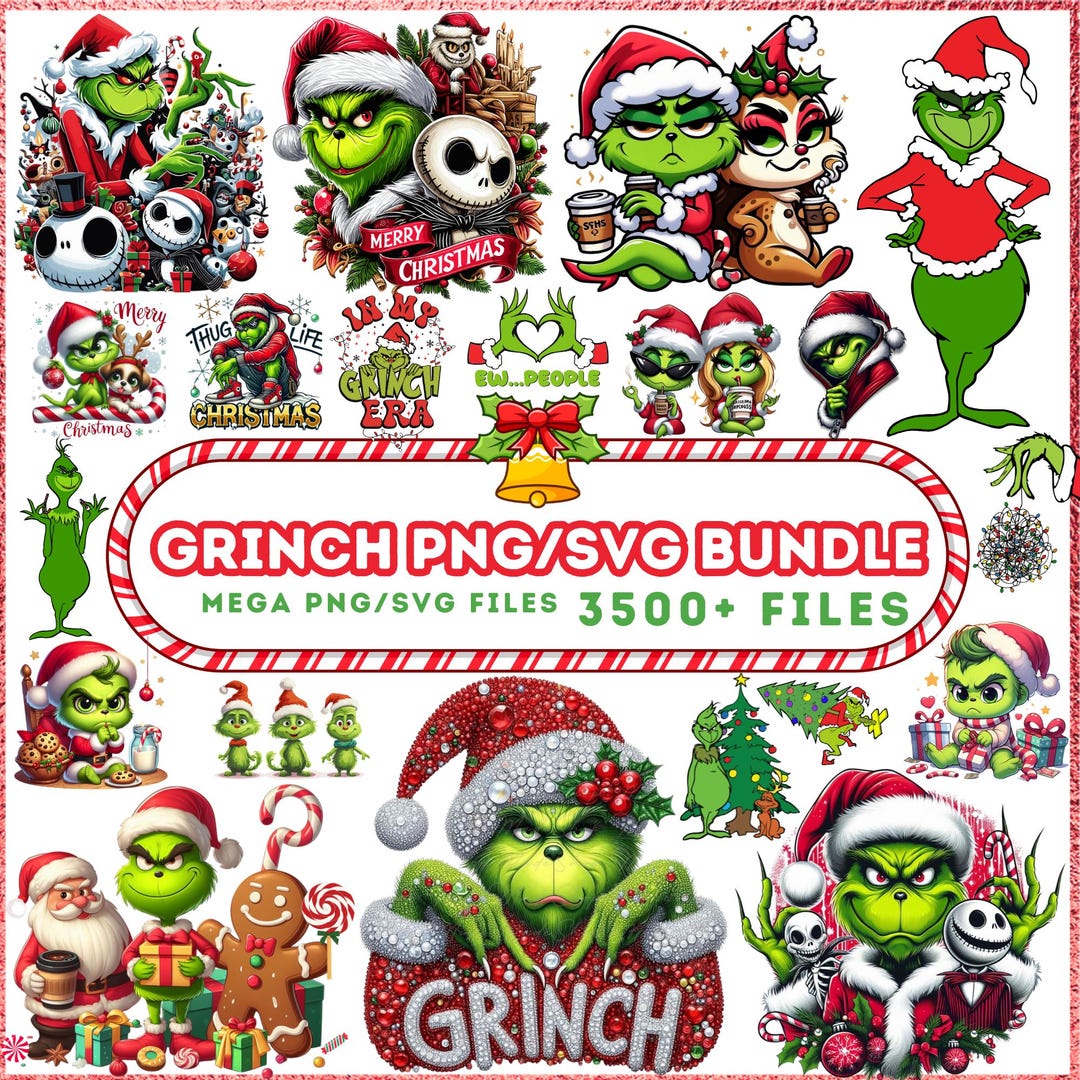 Mega Bundle Grinch Christmas SVG PNG | Christmas Bundle Clipart | Retro ...