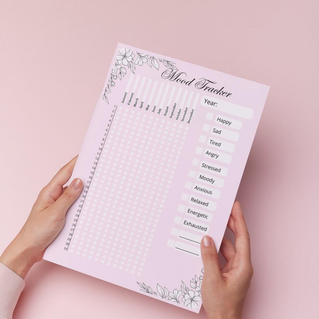 Pink Floral Mood Tracker- Daily, Montly & Yearly - Etsy
