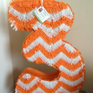 Large Number Three Pinata. Chevron Pattern. Custom Number Pinata ...