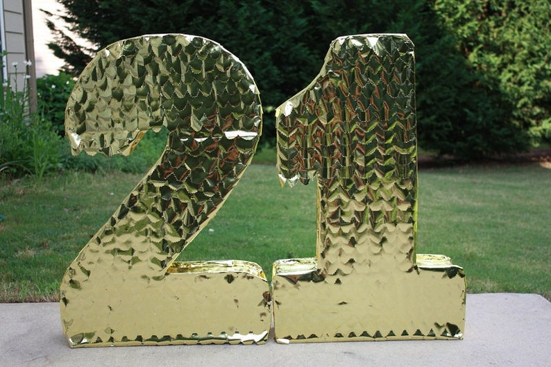 Large Number Pinatas. Number 21. Gold Number Pinatas. Custom - Etsy