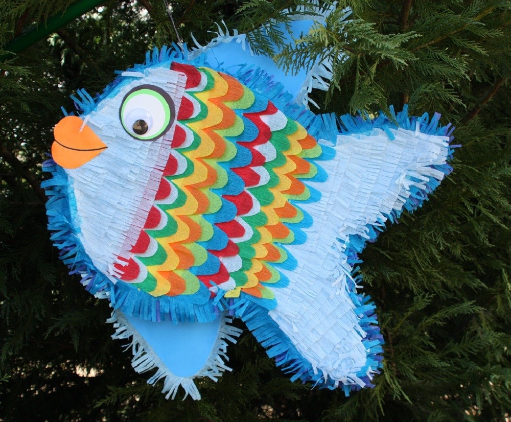 Pinata del pescado. Pinata del pescado azul. Peces de - Etsy México