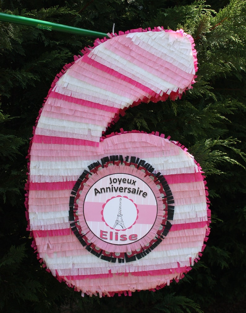 Large Number Six Pinata - Customizable - Paris Theme Birthday Pinata - Etsy