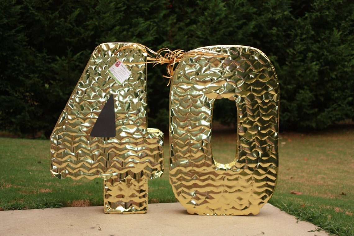 Number 40 Pinatas Large Gold Number Pinatas. Gold Number - Etsy