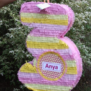 Large Number Three Pinata - Customizable. Custom Pinata. Numero Tres ...