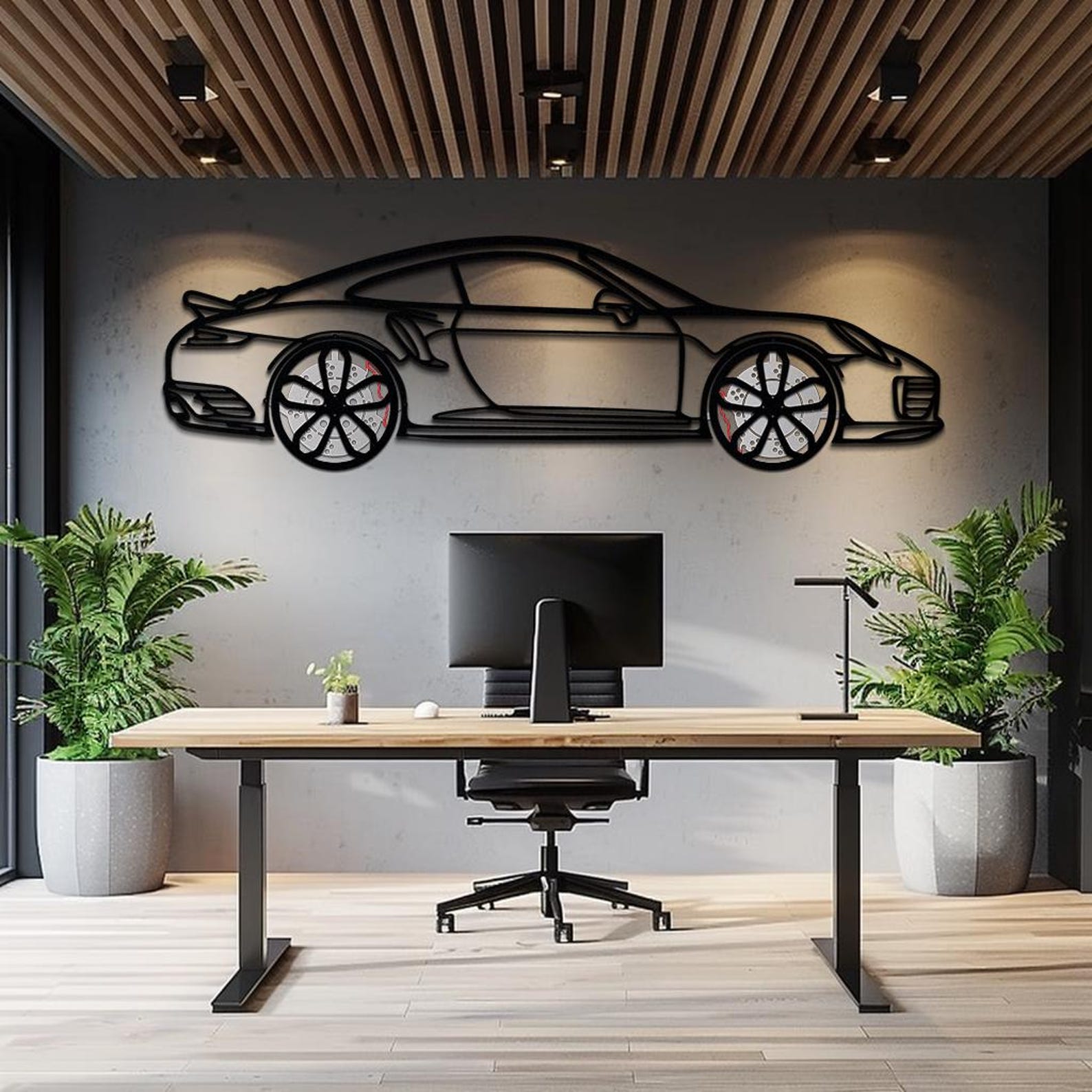 High-performance Sport Coupe Metal Wall Art – Rotating Wheel Automotive ...
